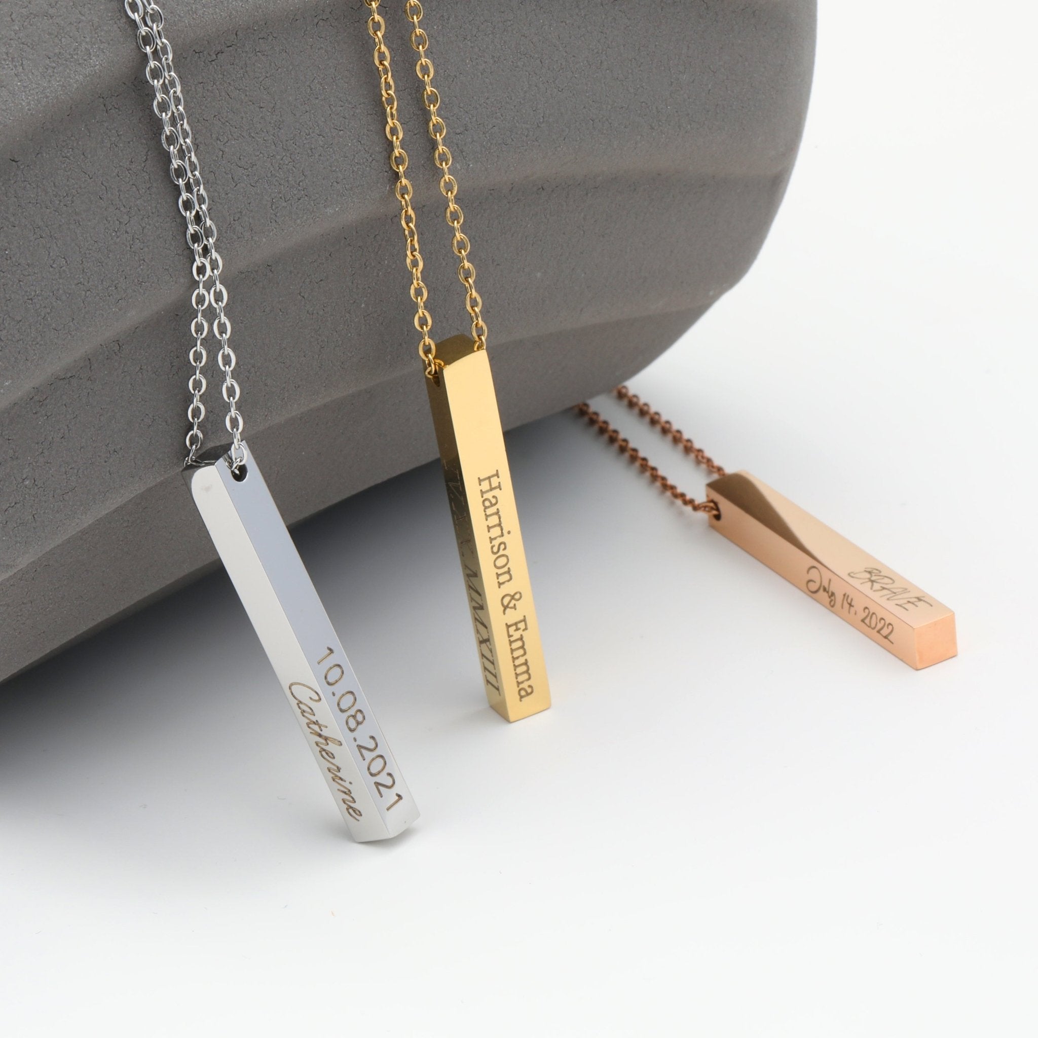 Gold Engraved Necklaces Gift for A Loved Custom Engraved Necklace Perfect Gift for Her Moboduc Custom Jewelry Rose Gold Two Side