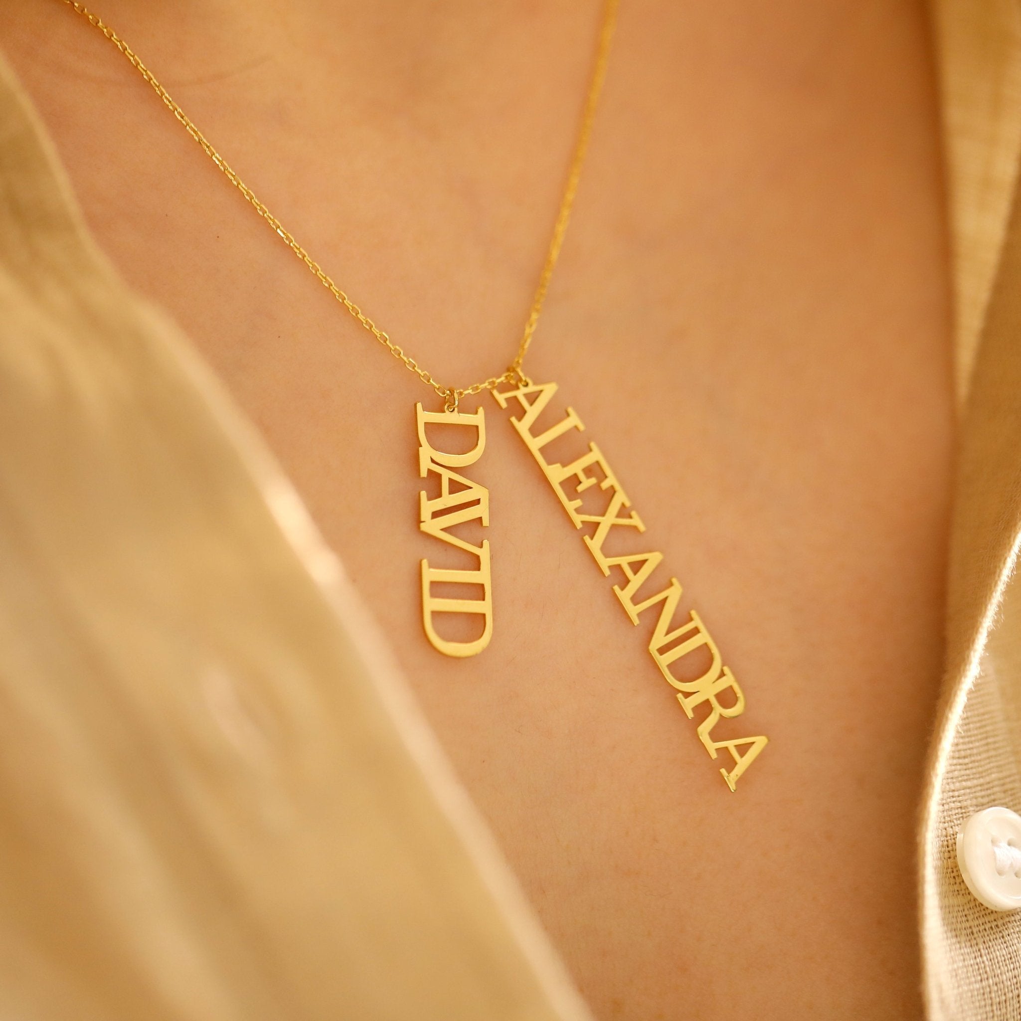 Custom Jewelry Personalized Name Necklace Vertical Name Charm Necklace ...